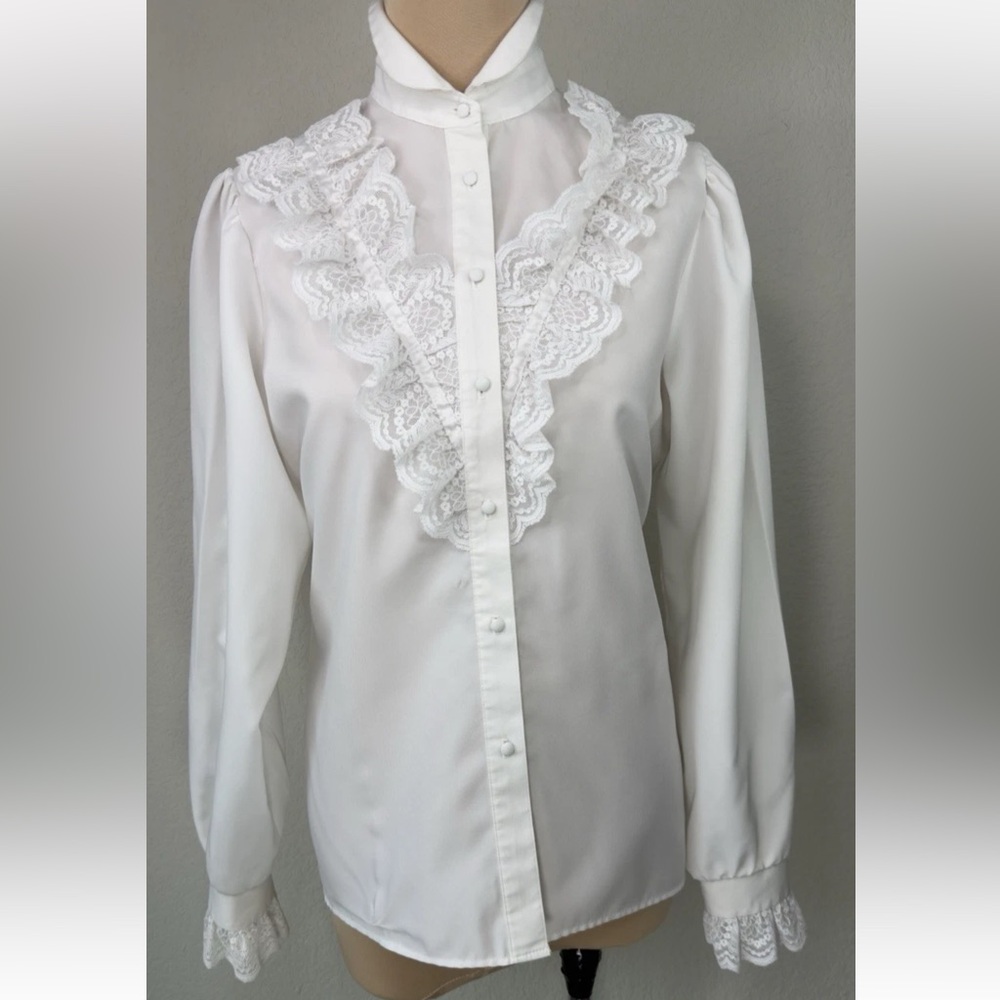 Vintage Romantic Victorian White Lace Ruffled Tuxedo … - Gem